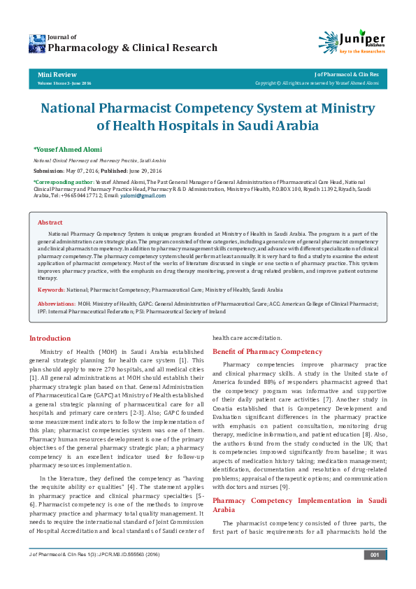 (PDF) National Pharmacist Competency System at Ministry of Health ...