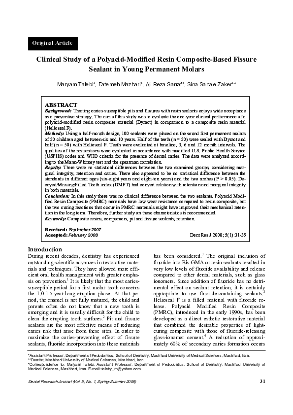 (PDF) Clinical Study of a Polyacid-Modified Resin Composite-Based ...