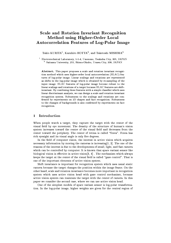 Pdf Scale And Rotation Invariant Recognition Method Using Higher Order Local Autocorrelation