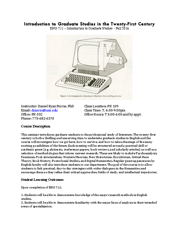 (PDF) Syllabus: Introduction to Graduate Studies in the Twenty-First ...