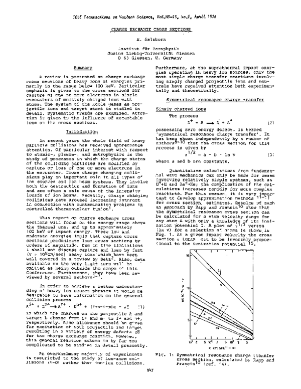 (PDF) Charge Exchange Cross Sections