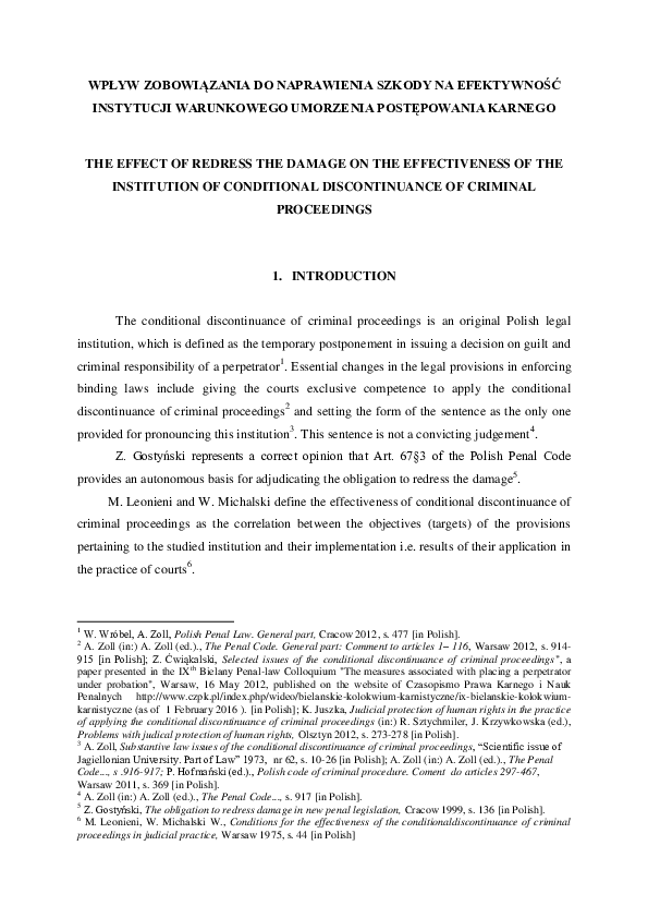 (PDF) THE EFFECT OF REDRESS THE DAMAGE ON THE EFFECTIVENESS OF THE ...