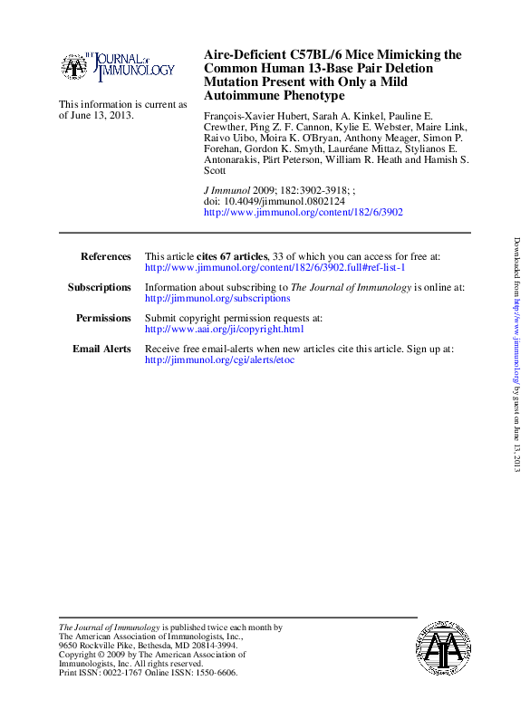 (PDF) Aire-Deficient C57BL/6 Mice Mimicking the Common Human 13-Base ...
