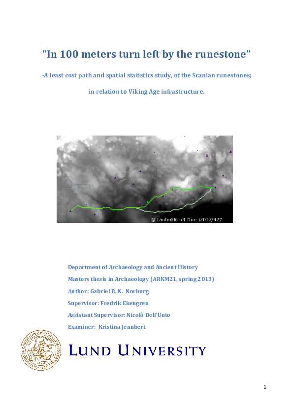 (PDF) In 100 meters turn left by the runestone - Least cost path and spatial statistics study of ...