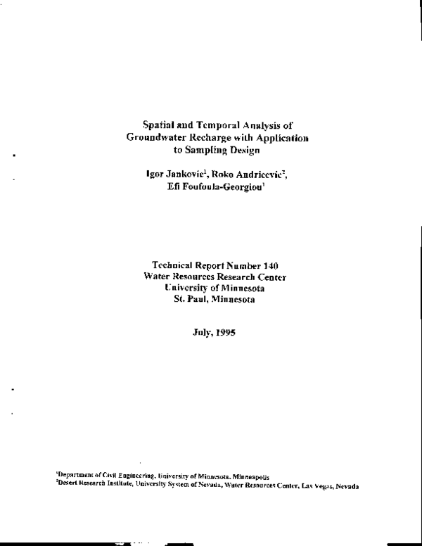 (PDF) Spatial and temporal analysis of groundwater recharge with application to sampling design ...