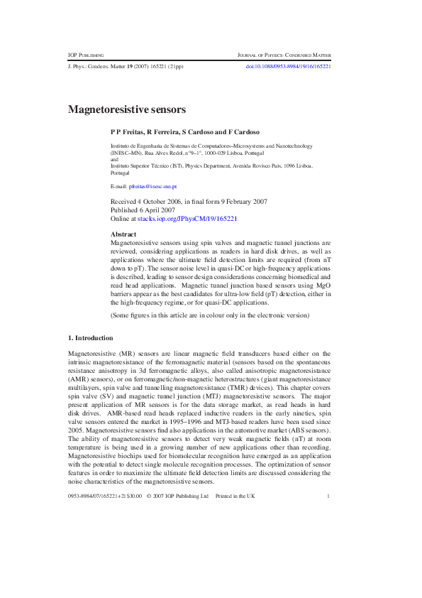 (PDF) Magnetoresistive sensors
