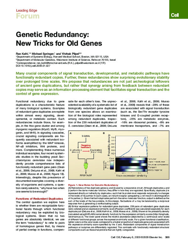 (PDF) Genetic Redundancy: New Tricks for Old Genes