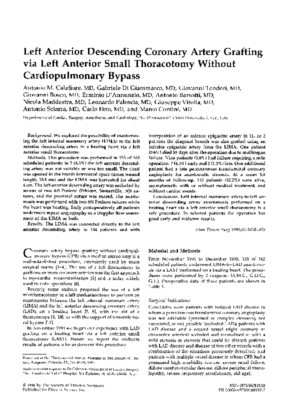 (PDF) Left anterior descending coronary artery grafting via left ...