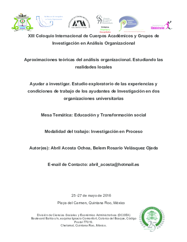 (PDF) Ayudar a investigar. Estudio exploratorio de las experiencias y ...