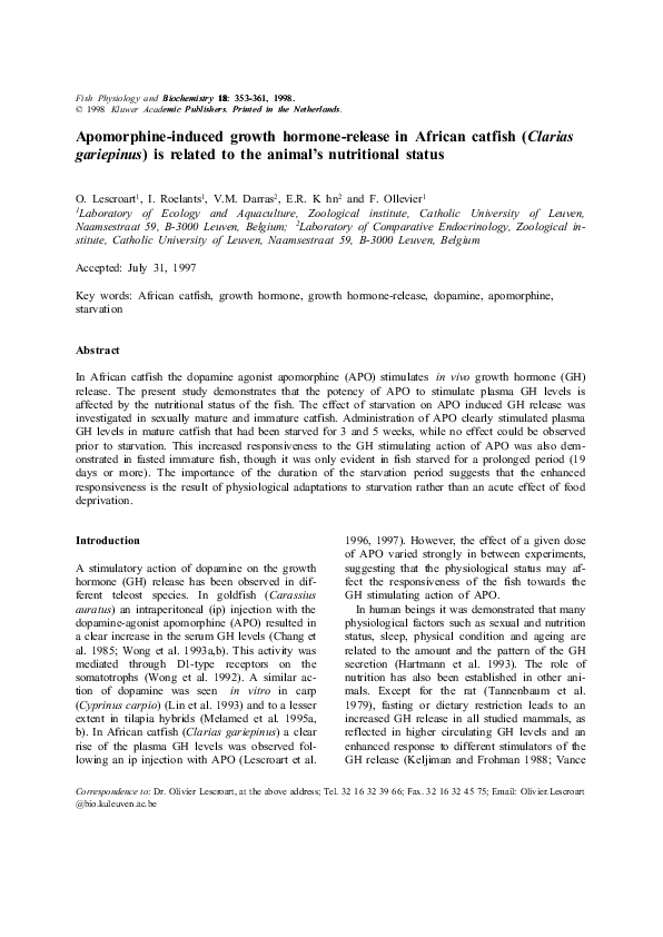 (PDF) Apomorphine-induced growth hormone-release in African catfish ...