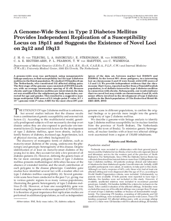 (PDF) A genome-wide scan in type 2 diabetes mellitus provides ...