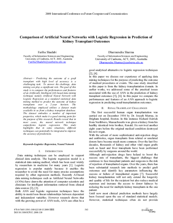Pdf Comparison Of Artificial Neural Networks With Logistic Regression
