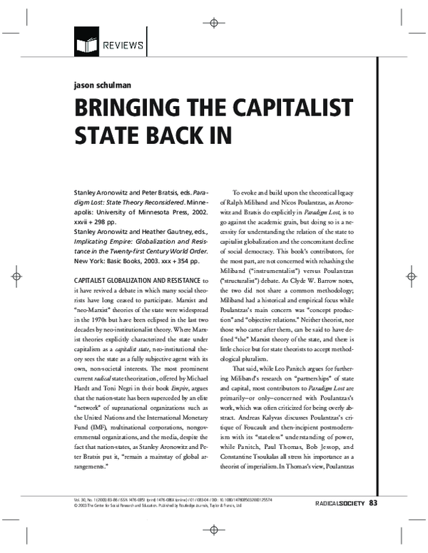 (PDF) Bringing the capitalist state back in