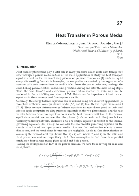 (PDF) Heat transfer in porous media