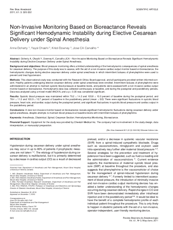 (PDF) Non-Invasive Monitoring Based on Bioreactance Reveals Significant ...