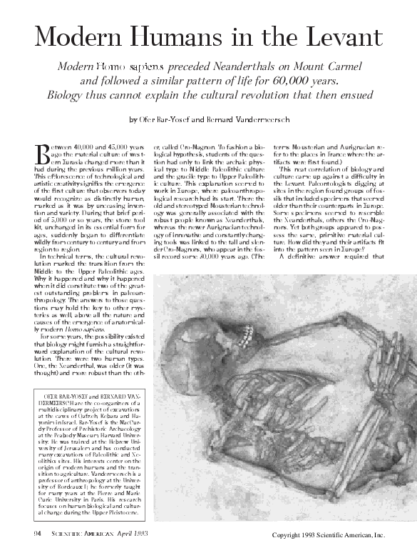 (PDF) Modern Humans in the Levant