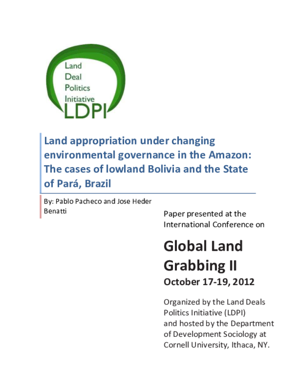 (PDF) Land appropriation under changing environmental governance in the ...