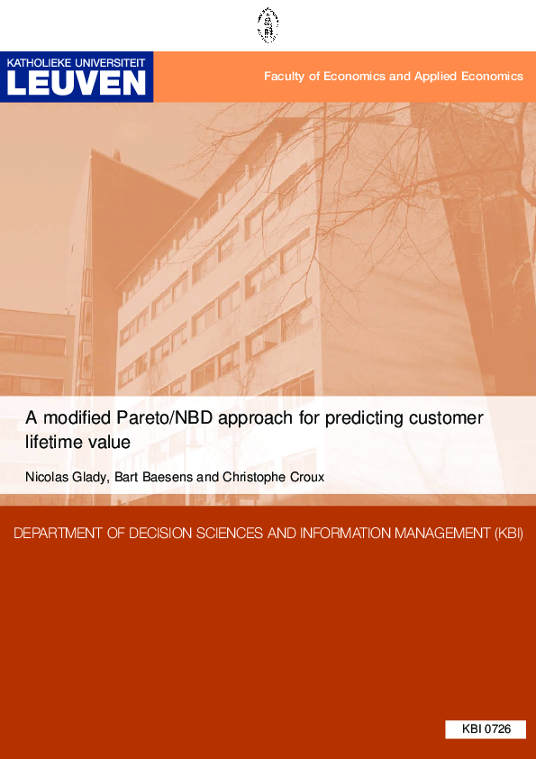 (PDF) A modified Pareto/NBD approach for predicting customer lifetime value