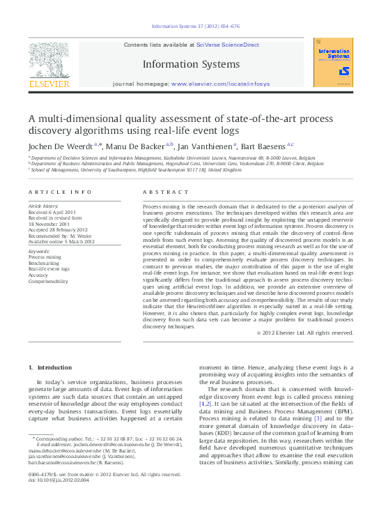 (PDF) A multi-dimensional quality assessment of state-of-the-art process discovery algorithms ...