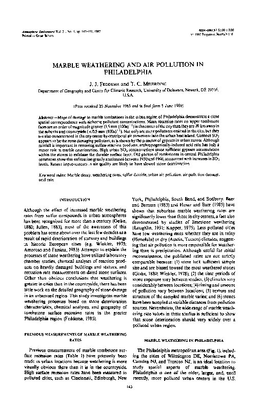 (PDF) Marble weathering and air pollution in Philadelphia