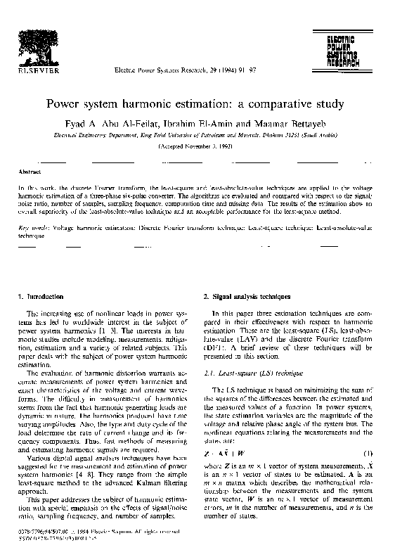 (PDF) Power system harmonic estimation: a comparative study
