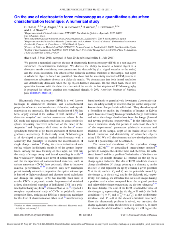 (PDF) On the use of electrostatic force microscopy as a quantitative subsurface characterization ...