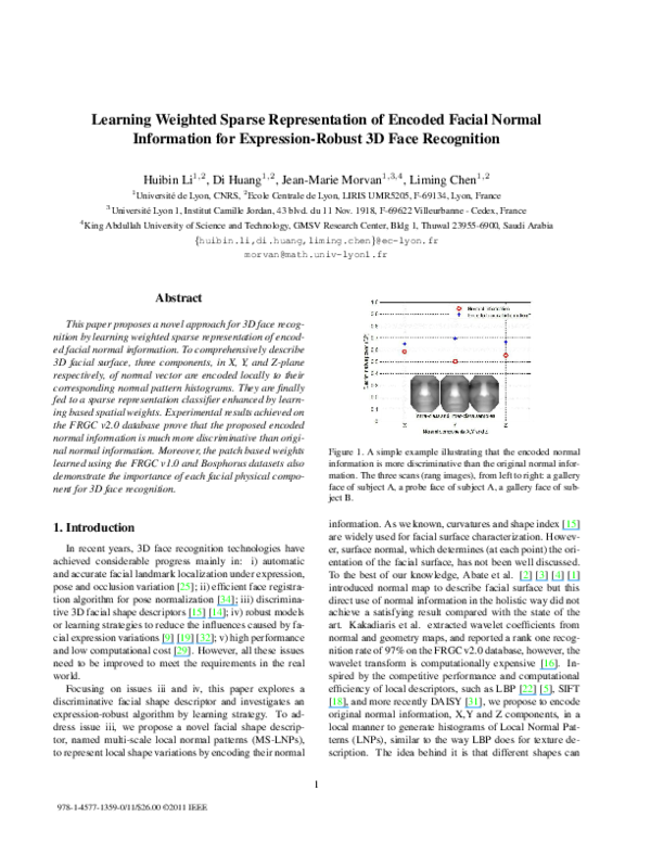 Pdf Learning Weighted Sparse Representation Of Encoded Facial Normal