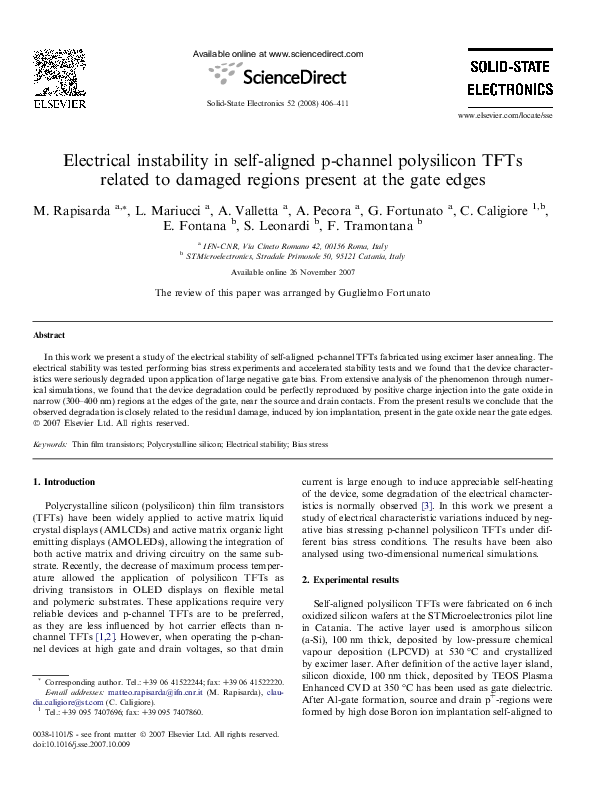 (PDF) Electrical instability in self-aligned p-channel polysilicon TFTs ...
