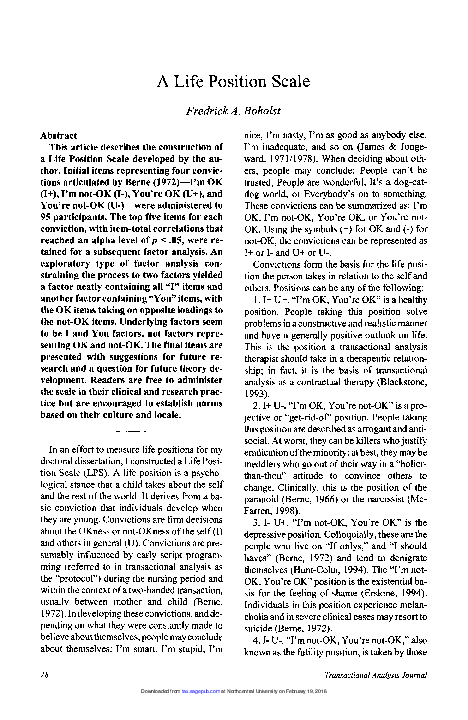 (PDF) A Life Position Scale