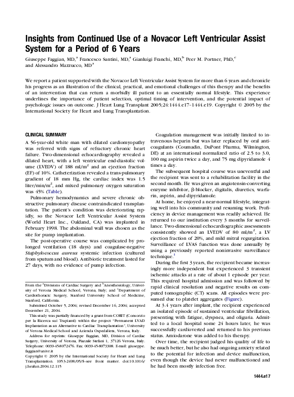 (PDF) Insights from Continued Use of a Novacor Left Ventricular Assist ...