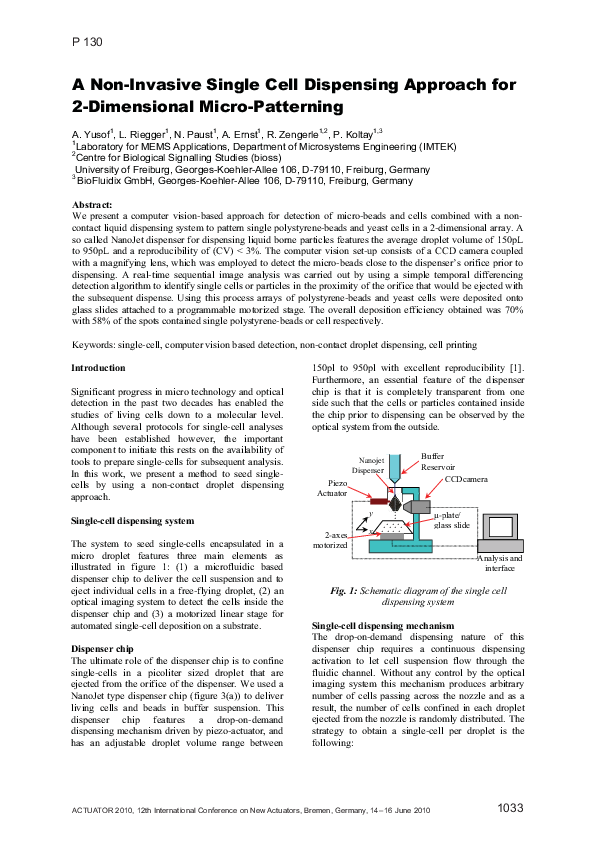 (PDF) A Non-invasive Single Cell Dispensing Approach for 2-Dimensional ...