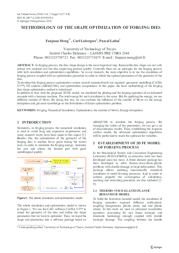 (PDF) Methodology of the shape optimization of forging dies