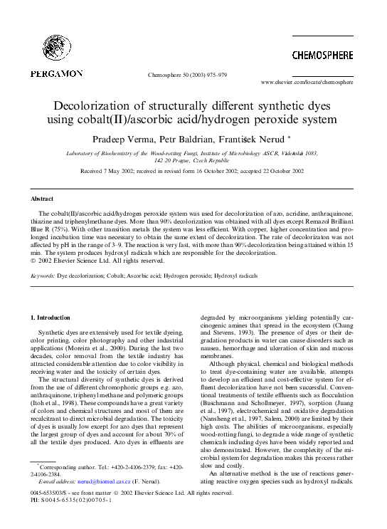 (PDF) Decolorization of structurally different synthetic dyes using ...