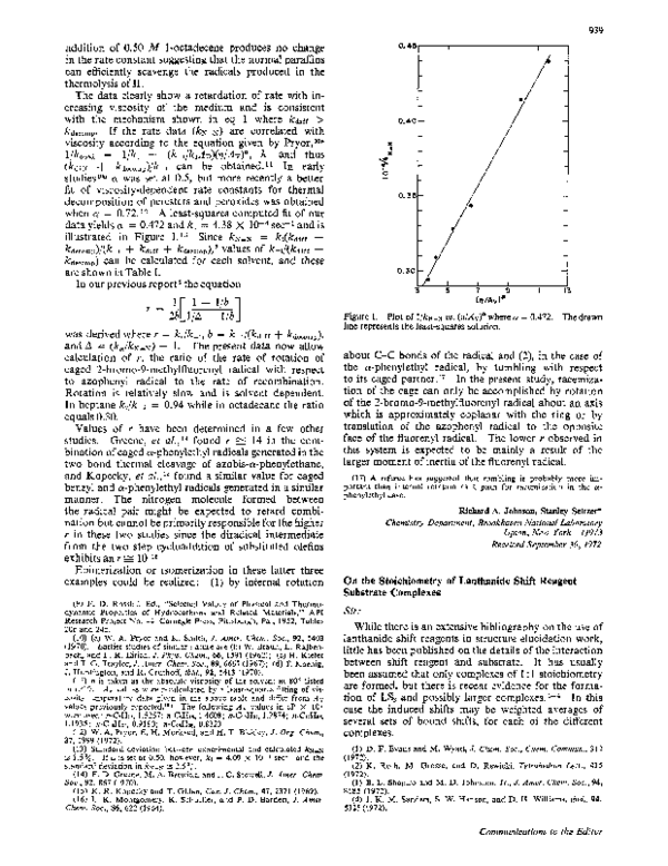 (PDF) Stoichiometry of lanthanide shift reagent-substrate complexes | John Apsimon - Academia.edu