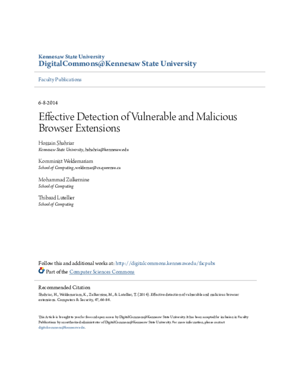 (PDF) Effective detection of vulnerable and malicious browser extensions