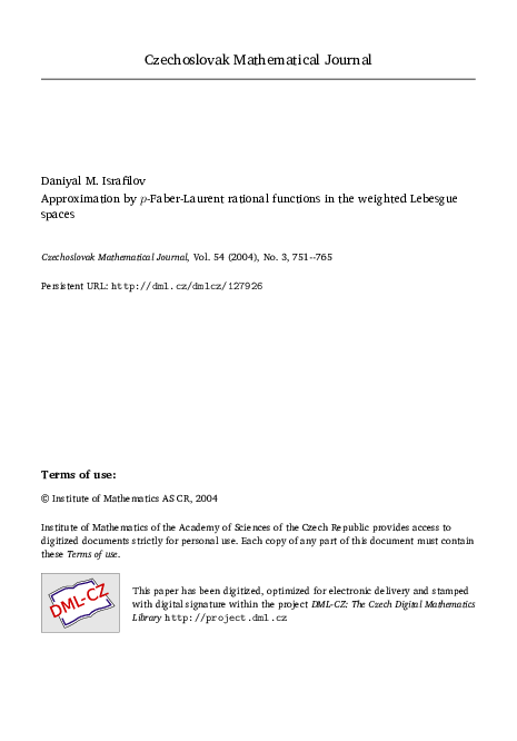 Pdf Approximation By P Faber Laurent Rational Functions In The Weighted Lebesgue Spaces