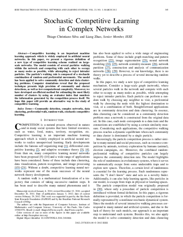 (PDF) Stochastic Competitive Learning in Complex Networks