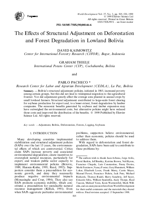 (PDF) The Effects of Structural Adjustment on Deforestation and Forest ...