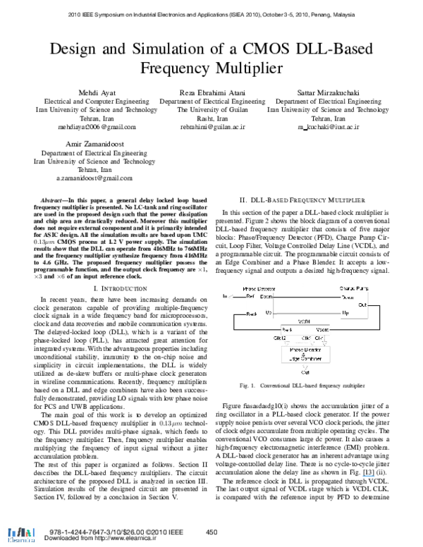 (PDF) Design and simulation of a CMOS DLL-based frequency multiplier