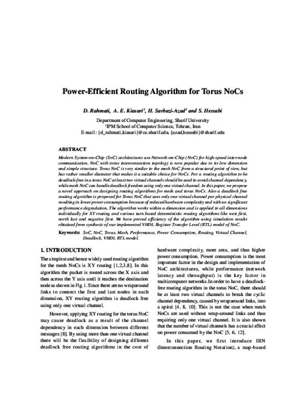 Pdf Power Efficient Routing Algorithm For Torus Nocs