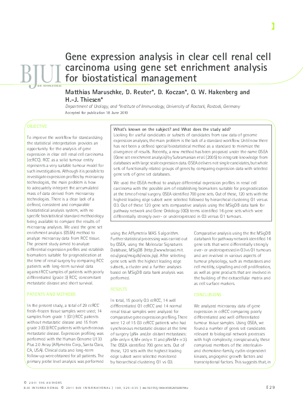 (PDF) Gene expression analysis in clear cell renal cell carcinoma using gene set enrichment ...