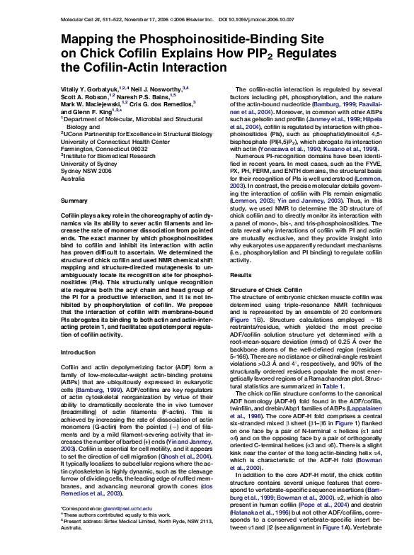 (PDF) Mapping the Phosphoinositide-Binding Site on Chick Cofilin ...