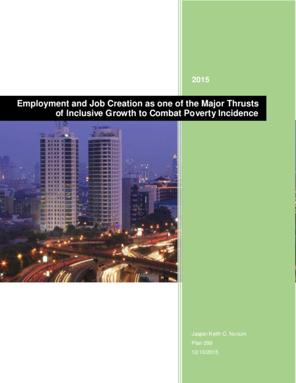 (PDF) Employment and Job Creation as one of the Major Thrusts of ...