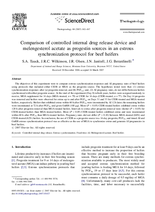 (PDF) Comparison of controlled internal drug release device and ...