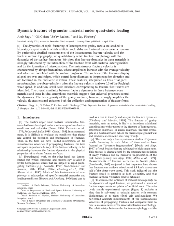 Pdf Dynamic Fracture Of Granular Material Under Quasi Static Loading