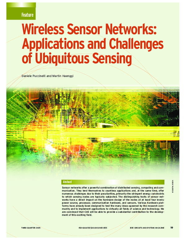 Pdf Wireless Sensor Networks Applications And Challenges Of Ubiquitous Sensing Martin