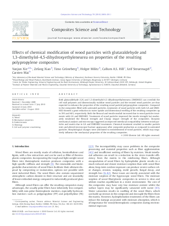 (PDF) Effects of chemical modification of wood particles with ...