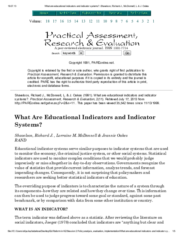 (PDF) educational indicators and indicator systems
