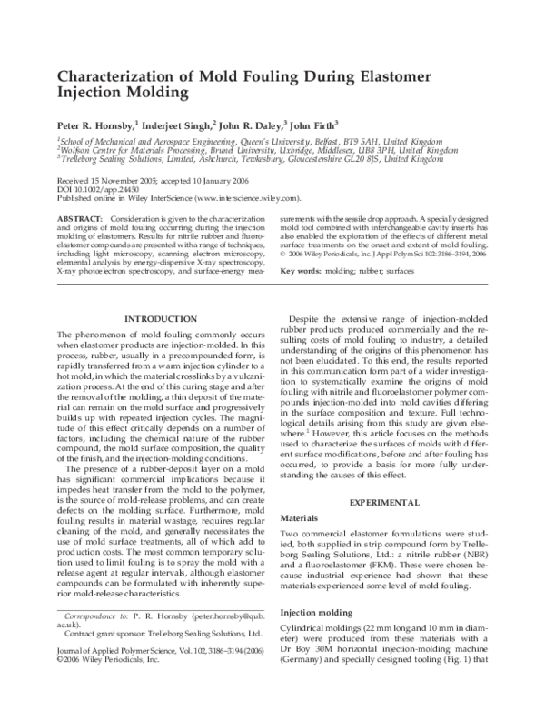 (PDF) Characterization of mold fouling during elastomer injection molding