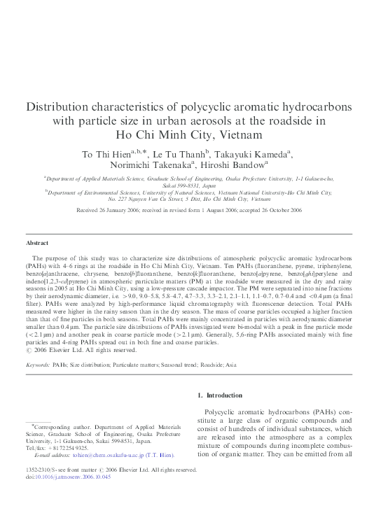 (PDF) Distribution characteristics of polycyclic aromatic hydrocarbons with particle size in ...
